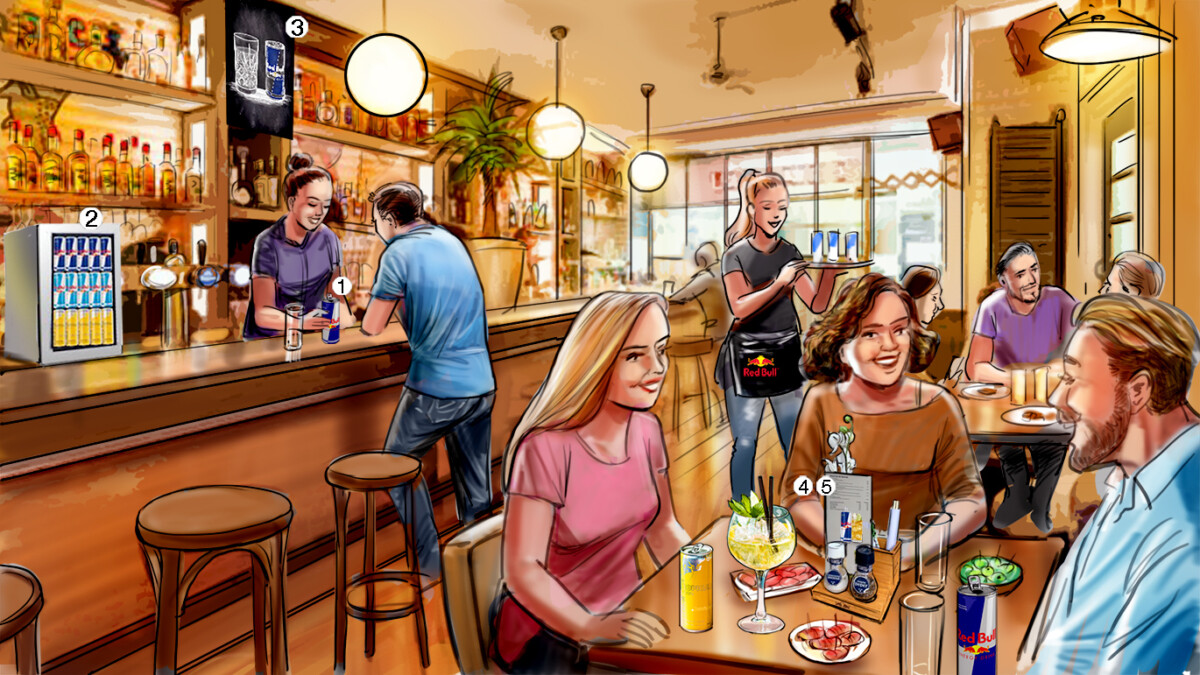 Red Bull restaurant Casual Dining - Storyboard artist and visualizer.